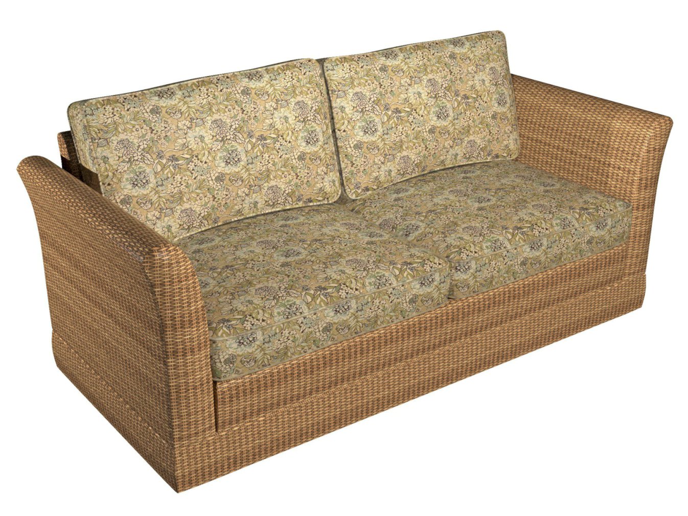 Beige and Brown and Yellow Floral Tweed Upholstery Fabric