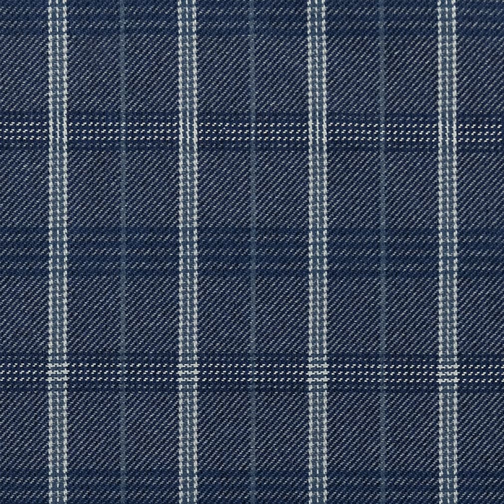 Blue Plaid Check Woven Patterns Upholstery Fabric by the yard KA968