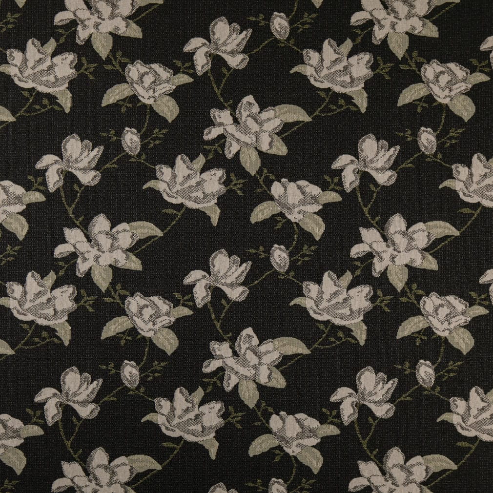 Black Floral Woven Patterns Upholstery Fabric by the Yard