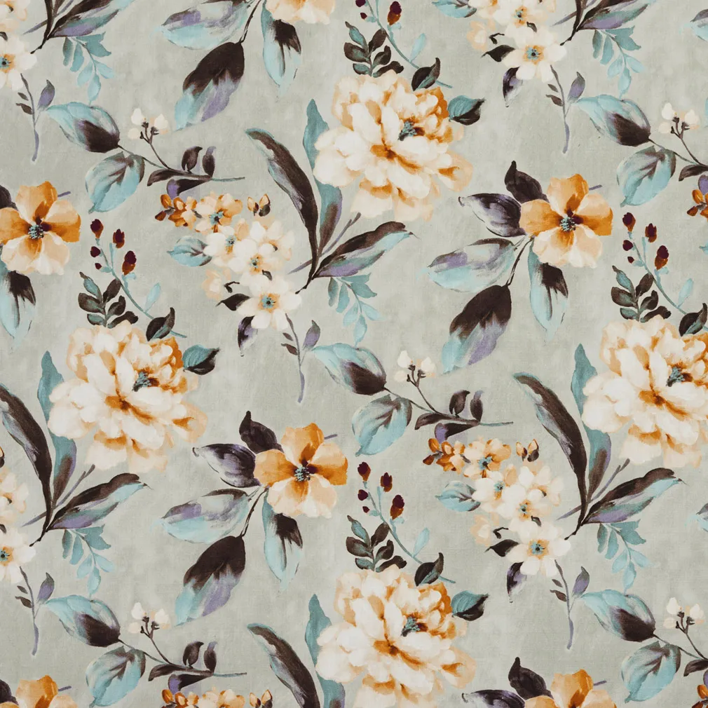 Naples Aqua and Brown Prints Upholstery Fabric by the Yard KB094 - KOVI ...