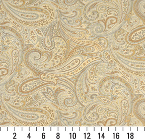 Light Beige and Gold Abstract Paisley Damask Upholstery Fabric
