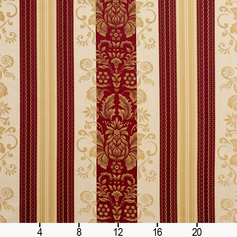 Ruby Vintage Red Burgundy Damask Woven Patterns Upholstery Fabric by ...