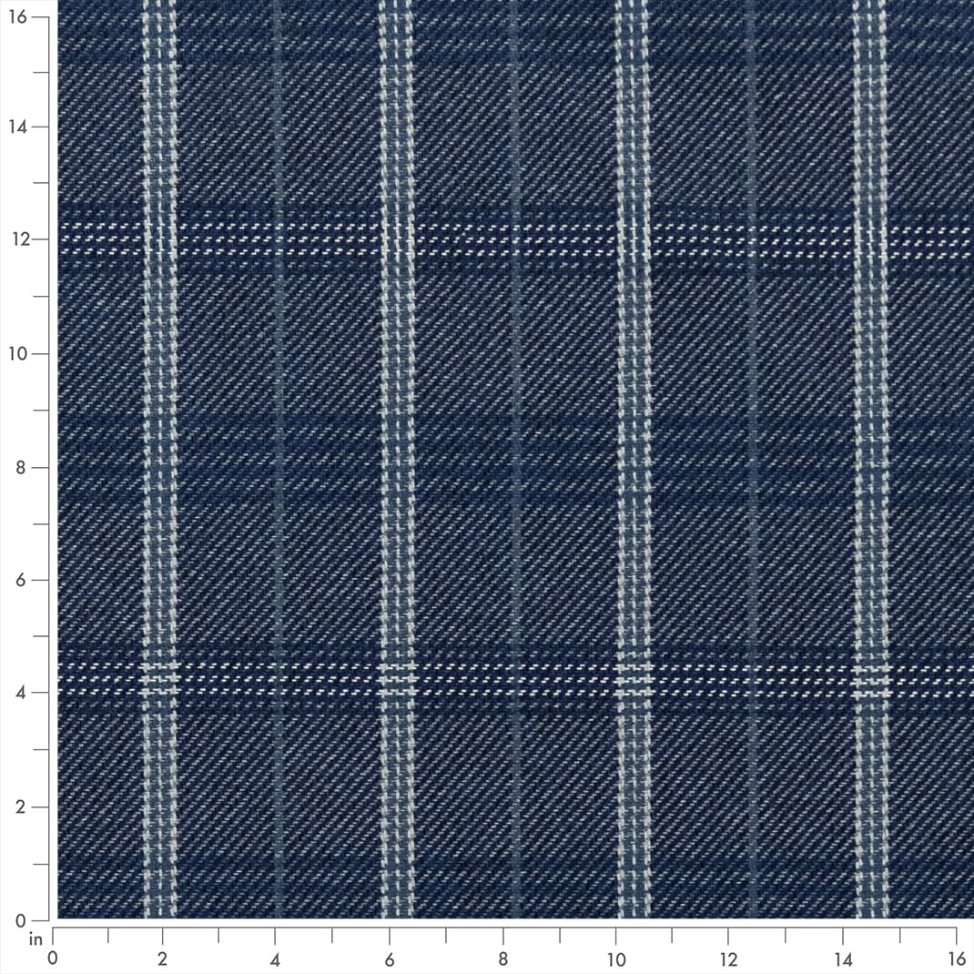 Blue Plaid Check Woven Patterns Upholstery Fabric by the yard KA968