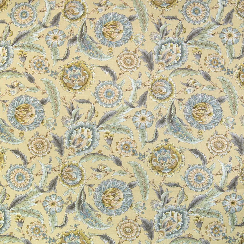 Pumice Yellow and Gold Foliage Print Upholstery Fabric by the Yard