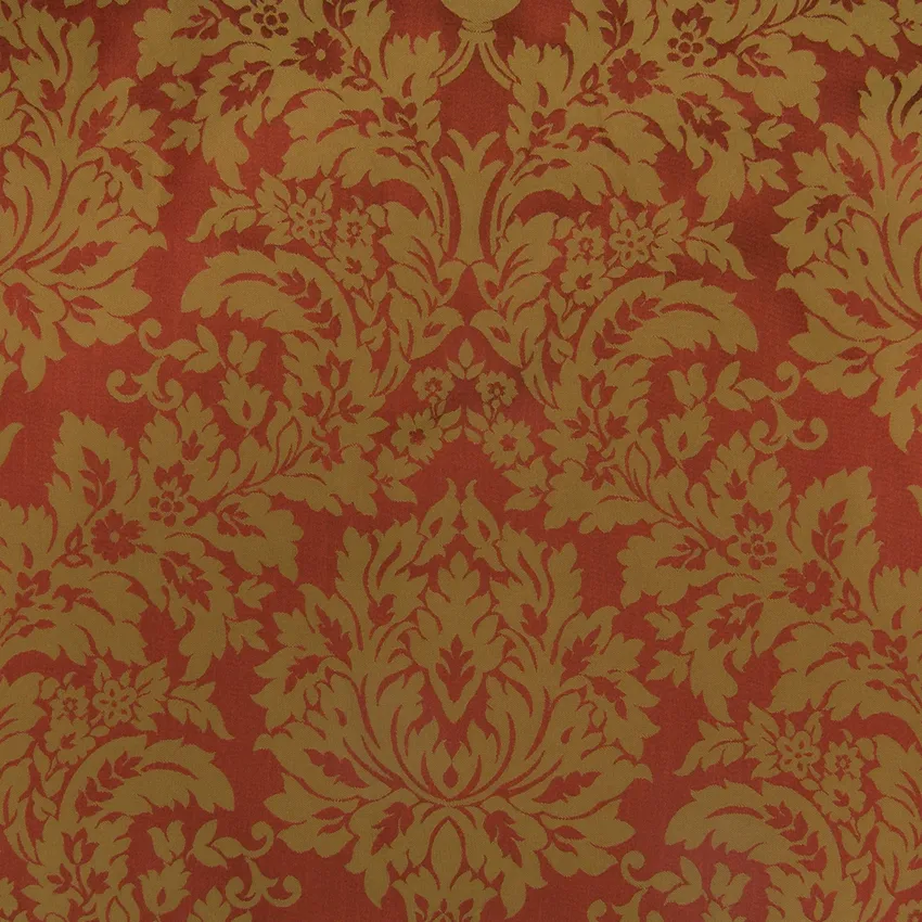 Brick Red Floral Jacquard Upholstery Fabric by the Yard