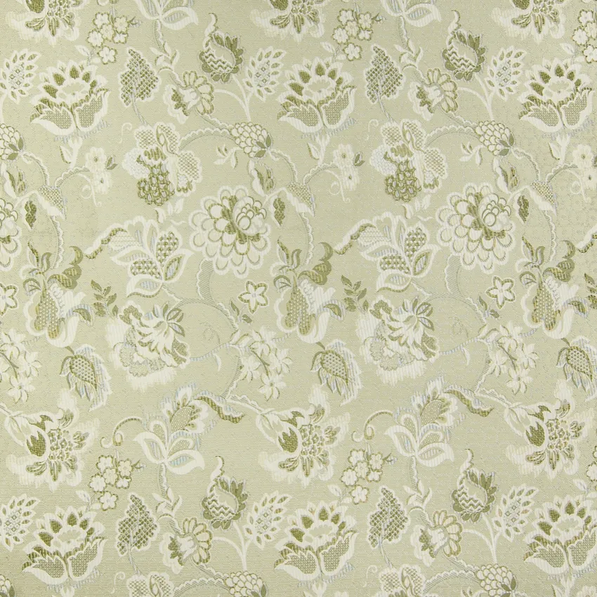 Gold Green Floral Jacquard Upholstery Fabric by the Yard