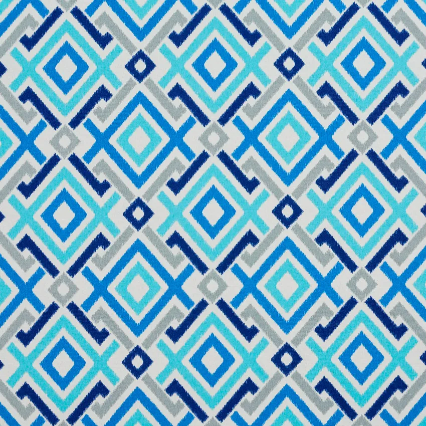 Capri Aqua and Dark Blue Contemporary Print Drapery and Upholstery ...