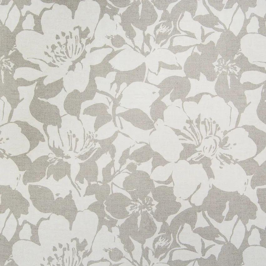 Stone Gray Floral Print Upholstery Fabric by the Yard