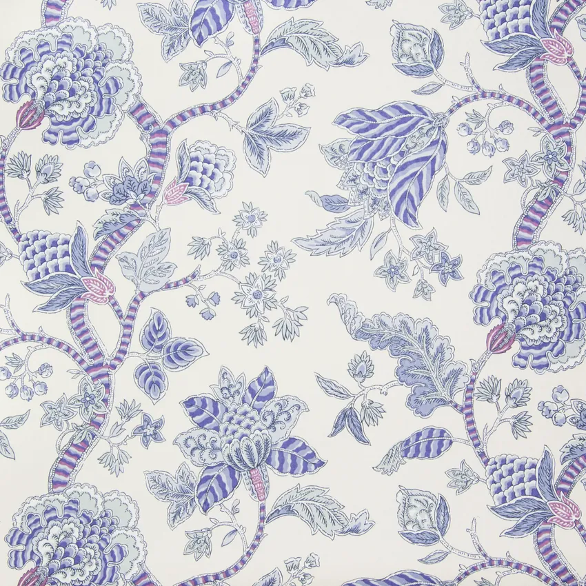 Bluebell Blue Floral Print Upholstery Fabric by the Yard