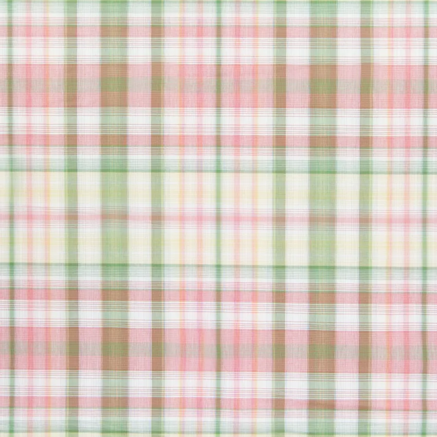 Blush Pink and Green Plaid Woven Upholstery Fabric by the Yard