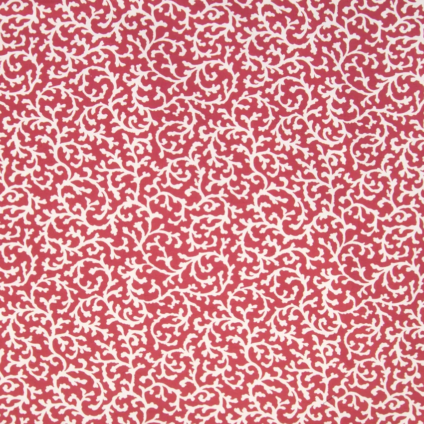 Petal Red Scroll Print Upholstery Fabric by the Yard