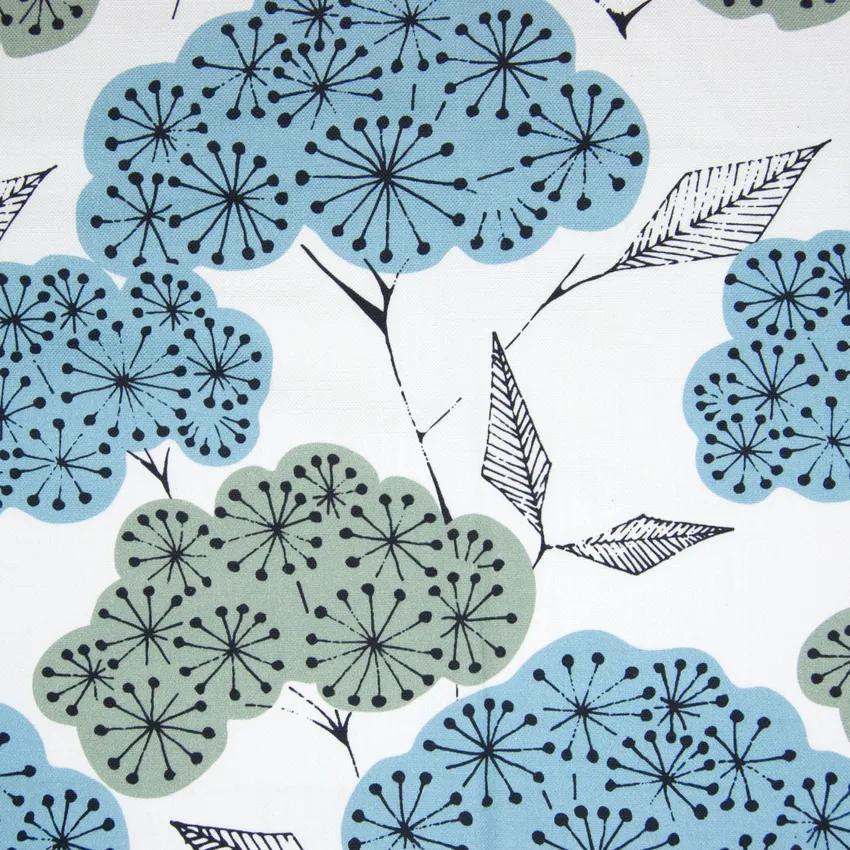 Blue Floral Print Upholstery Fabric by the Yard