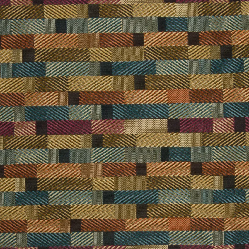 Multi Gold and Red Contemporary Woven Upholstery Fabric by the Yard