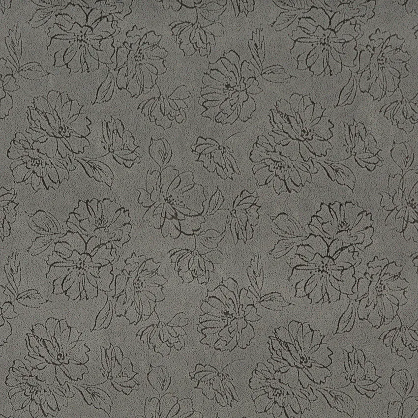 Oxford Grey Flower Blossom Texture Microfiber Upholstery Fabric
