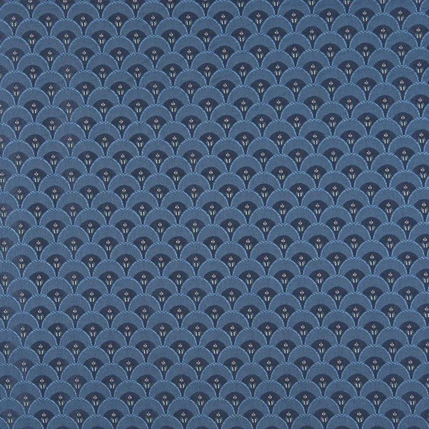 Navy Dark Blue Small Scale Fan Damask Upholstery Fabric K4142 - KOVI ...