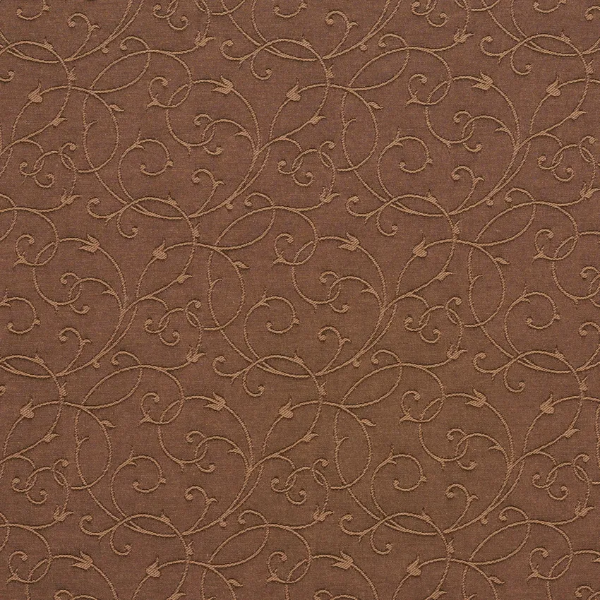 Mocha Brown Classic Thin Scroll Damask Upholstery Fabric