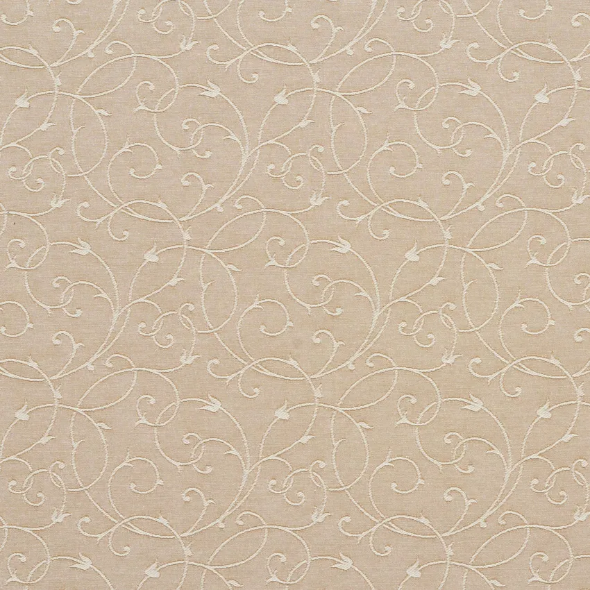Cream Beige Classic Thin Scroll Damask Upholstery Fabric