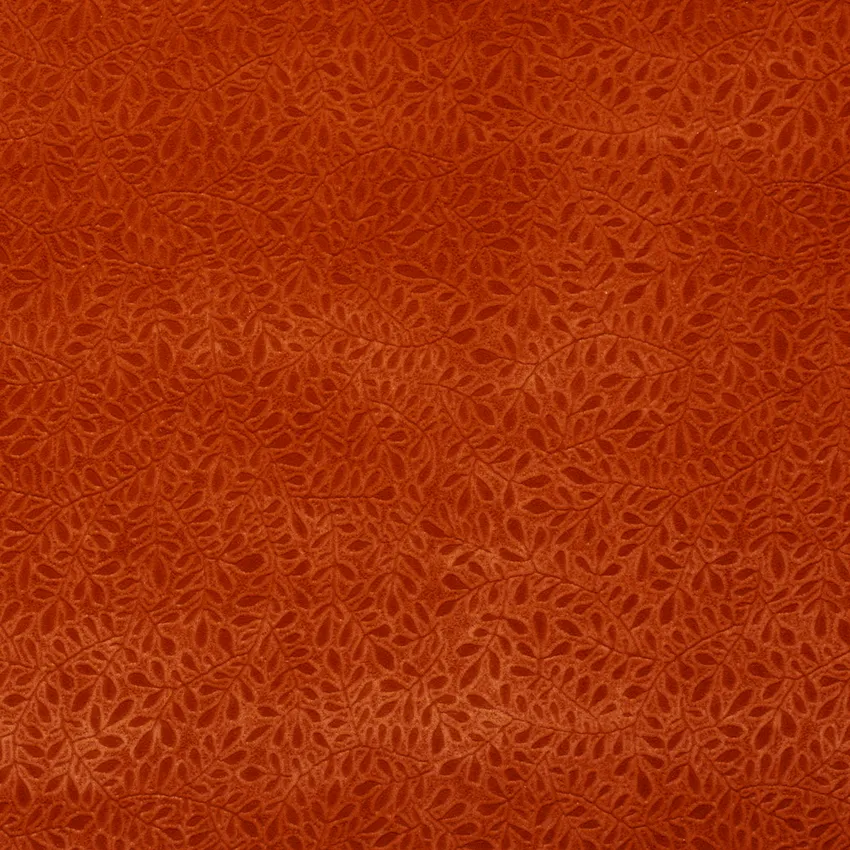 Spice Red Small Vine Leaf Texture Soft Microfiber Velvet Upholstery Fabric