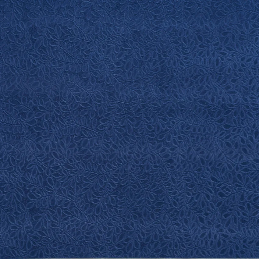 Delft Blue Small Vine Leaf Texture Soft Microfiber Velvet Upholstery Fabric