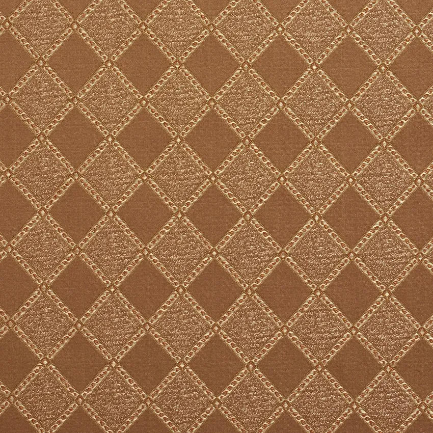 Pecan Brown and Beige Diamond Geometric Damask Upholstery Fabric