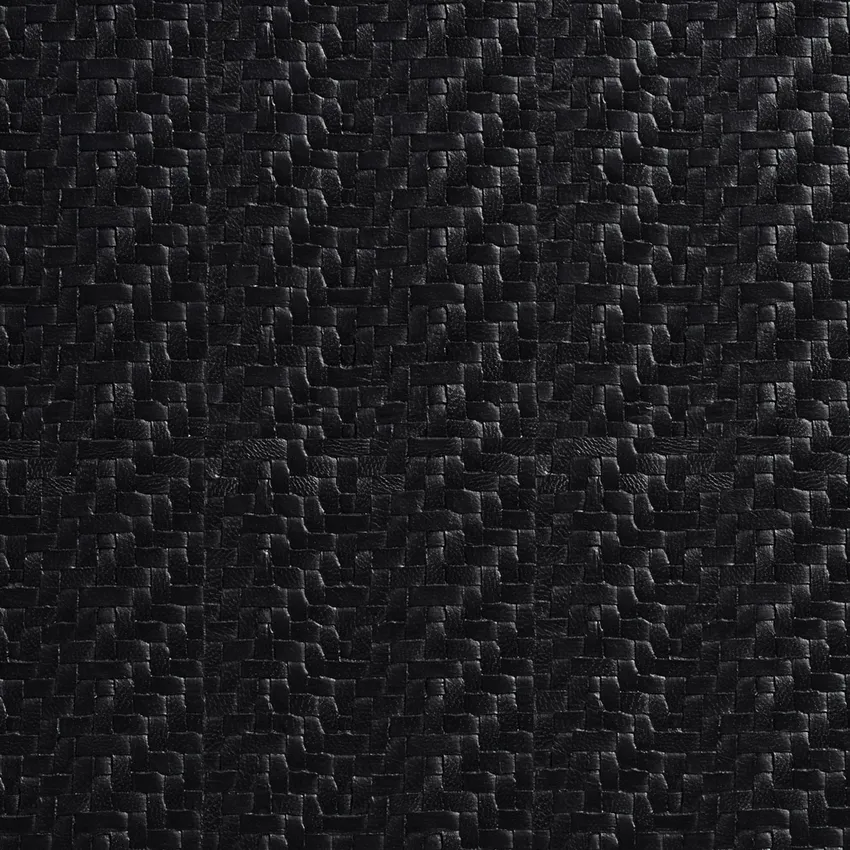 Black Onyx Basketweave Leather Texture Vinyl Upholstery Fabric