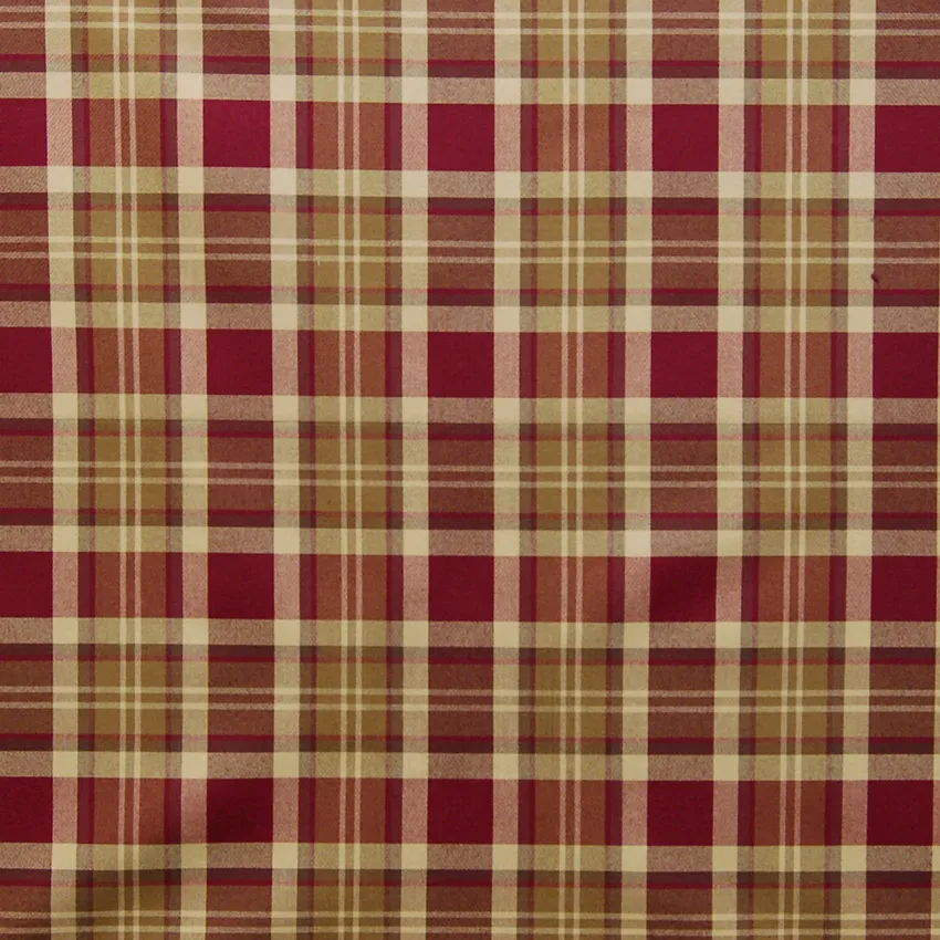 Autumn Red Plaid Print Upholstery Fabric by the Yard