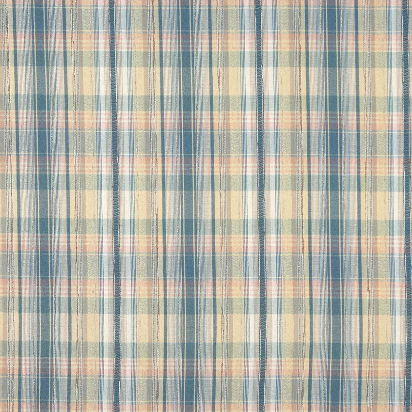 Rainbow Dark Blue and Light Blue Plaid Tweed Upholstery Fabric by the Yard