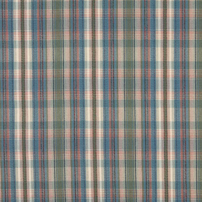 Multi Dark Blue and Light Blue Plaid Tweed Upholstery Fabric by the Yard