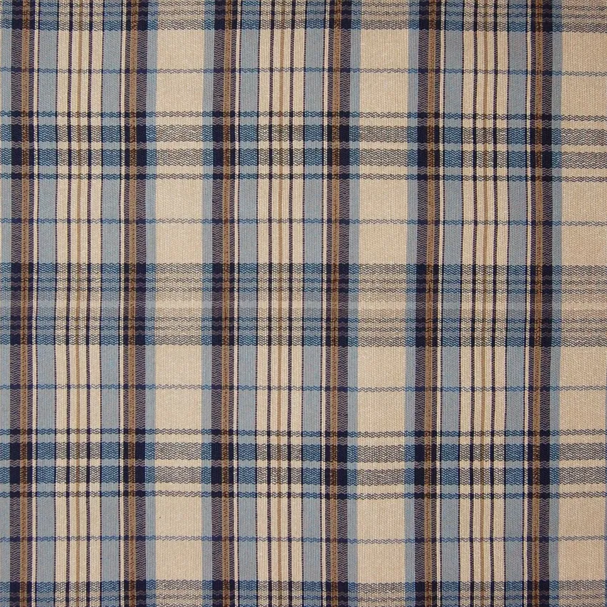 Splash Blue Plaid Cotton Upholstery Fabric by the Yard G6429 - KOVI Fabrics