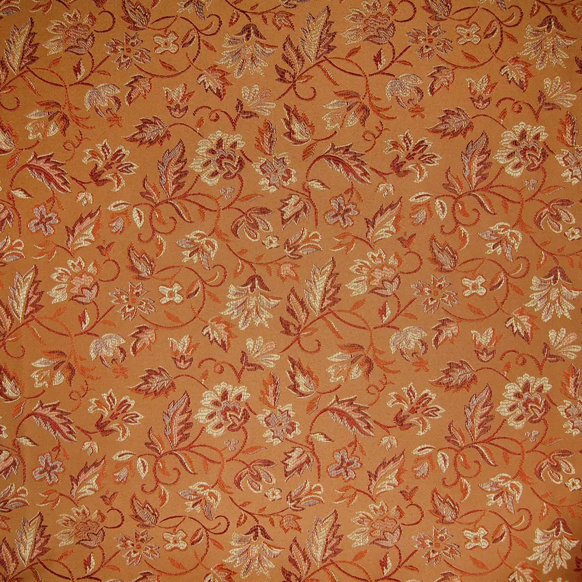 Autumn Orange Floral Jacquard Upholstery Fabric by the Yard G3625 ...