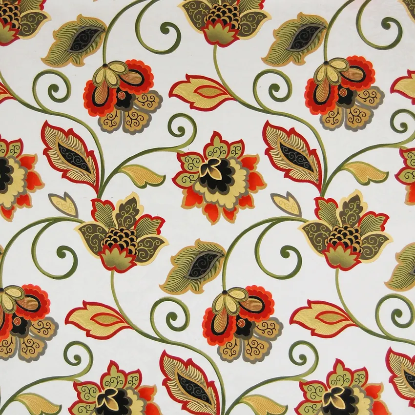 Lilly Red Floral Cotton Upholstery Fabric by the Yard