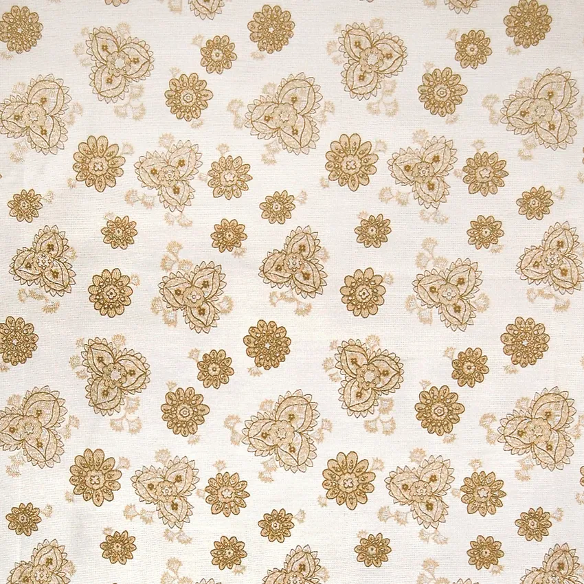 Buff Neutral Floral Jacquard Upholstery Fabric by the Yard
