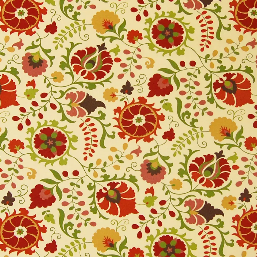Henna Red Floral Upholstery Fabric by the Yard