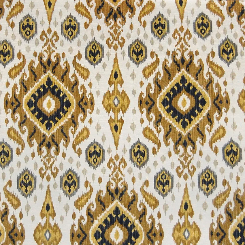 Sandstorm Gold and Neutral Ikat Cotton Upholstery Fabric by the Yard