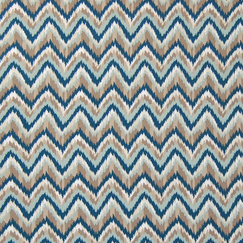 Seaport Blue Chevron Cotton Upholstery Fabric by the Yard