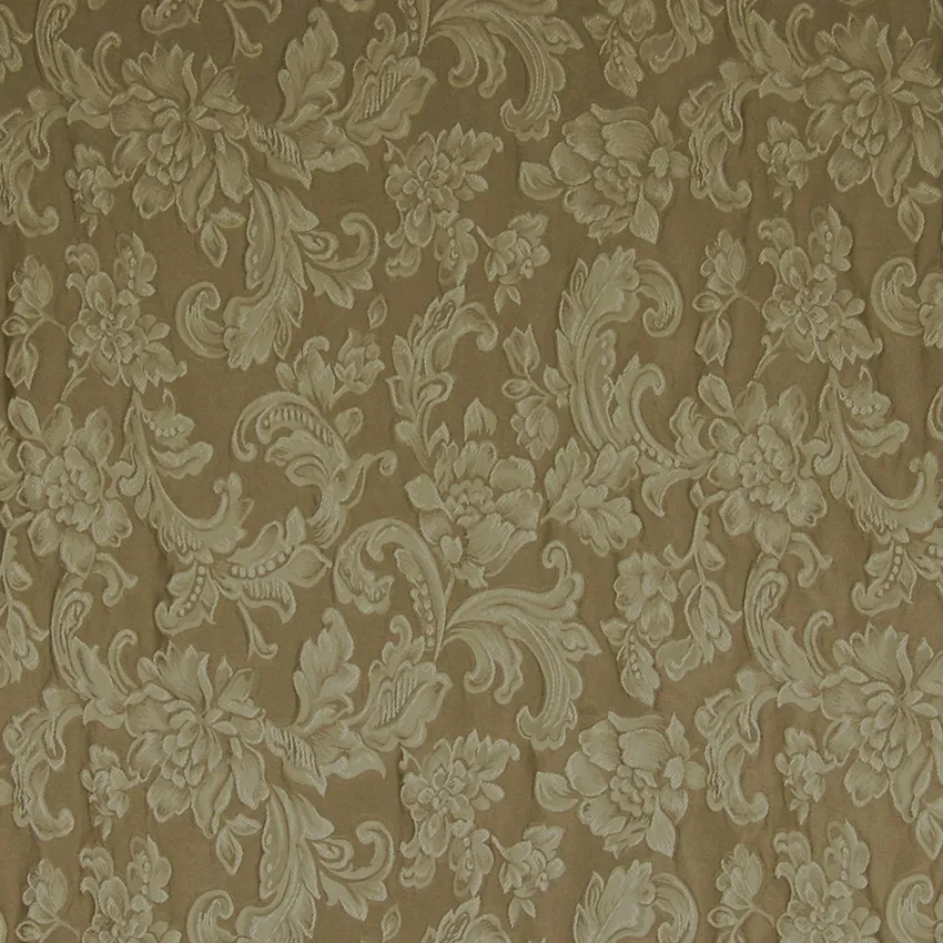 Khaki Brown Floral Jacquard Upholstery Fabric by the Yard