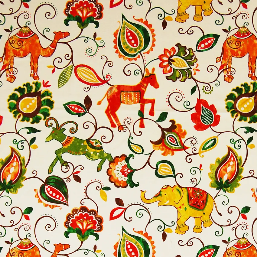 Rodeo Red Animal Print Cotton Upholstery Fabric by the Yard