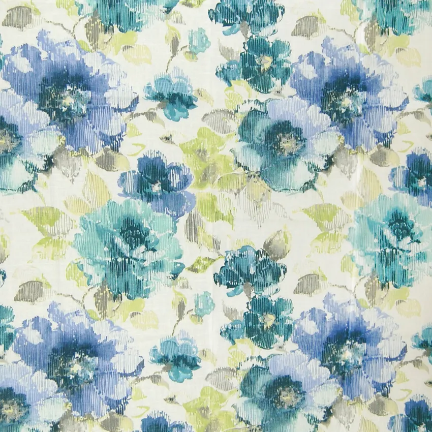 Bluebell Blue Floral Linen Upholstery Fabric by the Yard