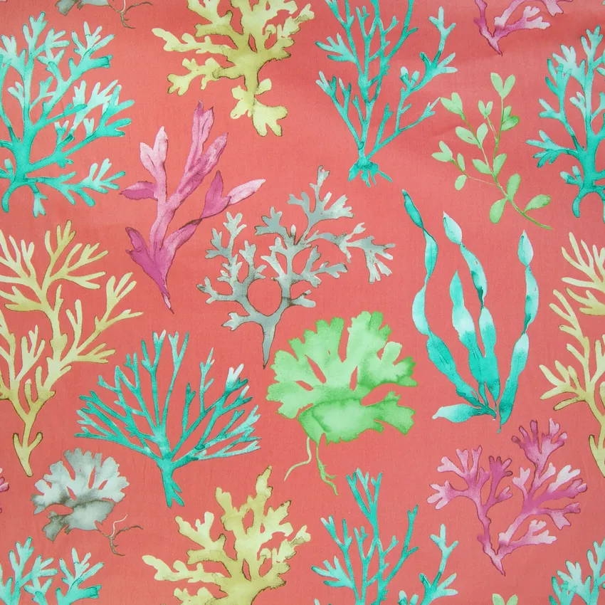 Red Snapper Pink and Red Upholstery Fabric by the Yard