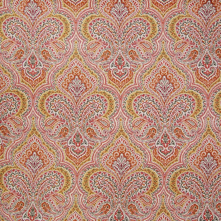 Mango Orange Medallion Cotton Upholstery Fabric by the Yard