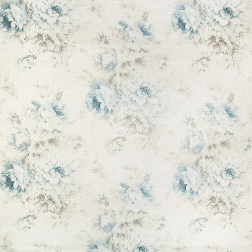 Serenity Blue Floral Prints Upholstery Fabric by the Yard