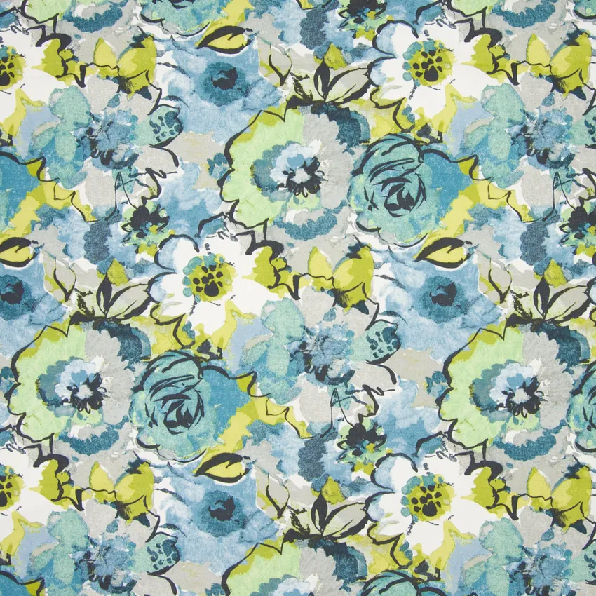 Lake Blue Contemporary Print Upholstery Fabric by the Yard