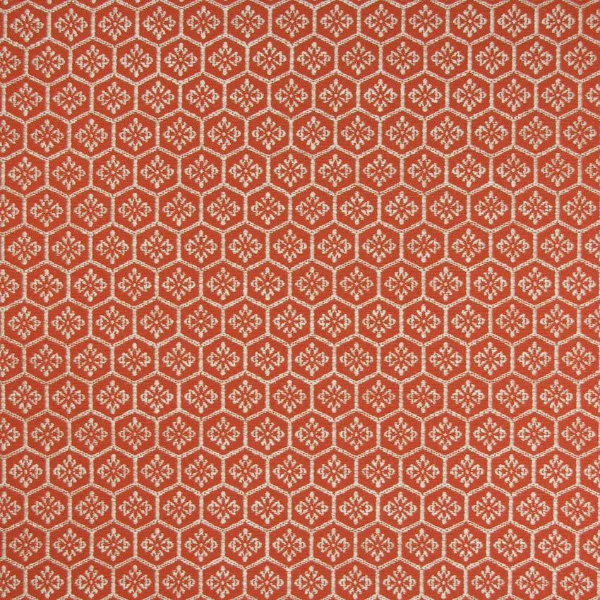 Garnet Red Geometric Cotton Upholstery Fabric by the Yard