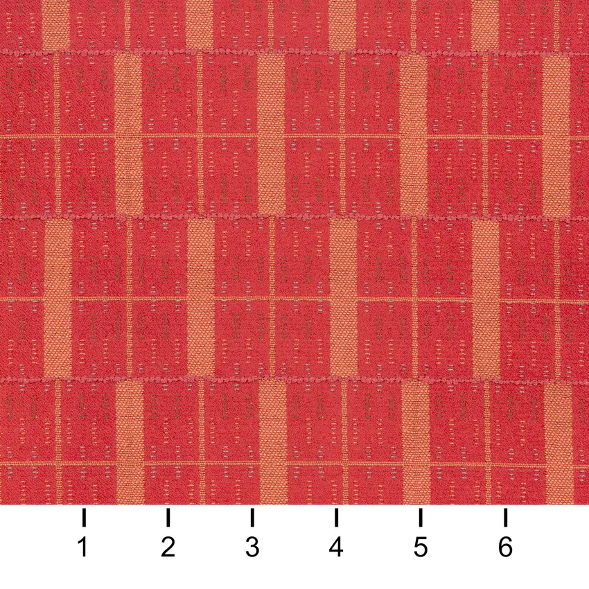 Building Blocks Brick Red and Orange Stripe Woven Upholstery Fabric by ...