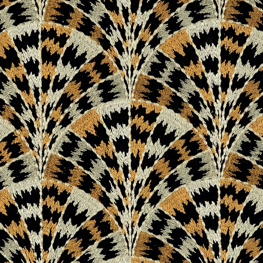Pyrite Beige and Black Animal Print Skin Embroidery Drapery and ...