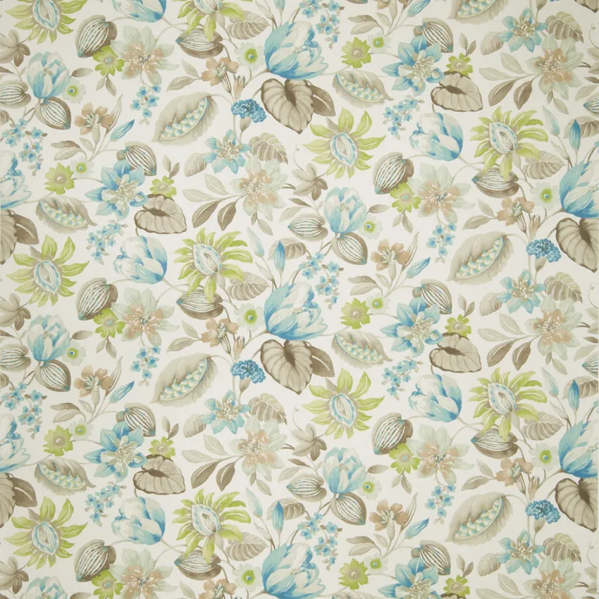 Fresco Aqua Floral Print Pattern Tropical Prints Non Converted Drapery ...