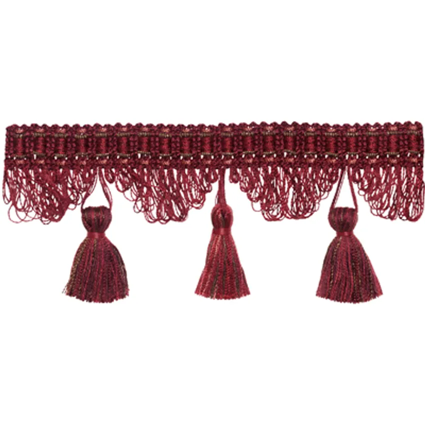 Ruby Red Burgundy Tassel Drapery and Upholstery Fabric by the Yard ...