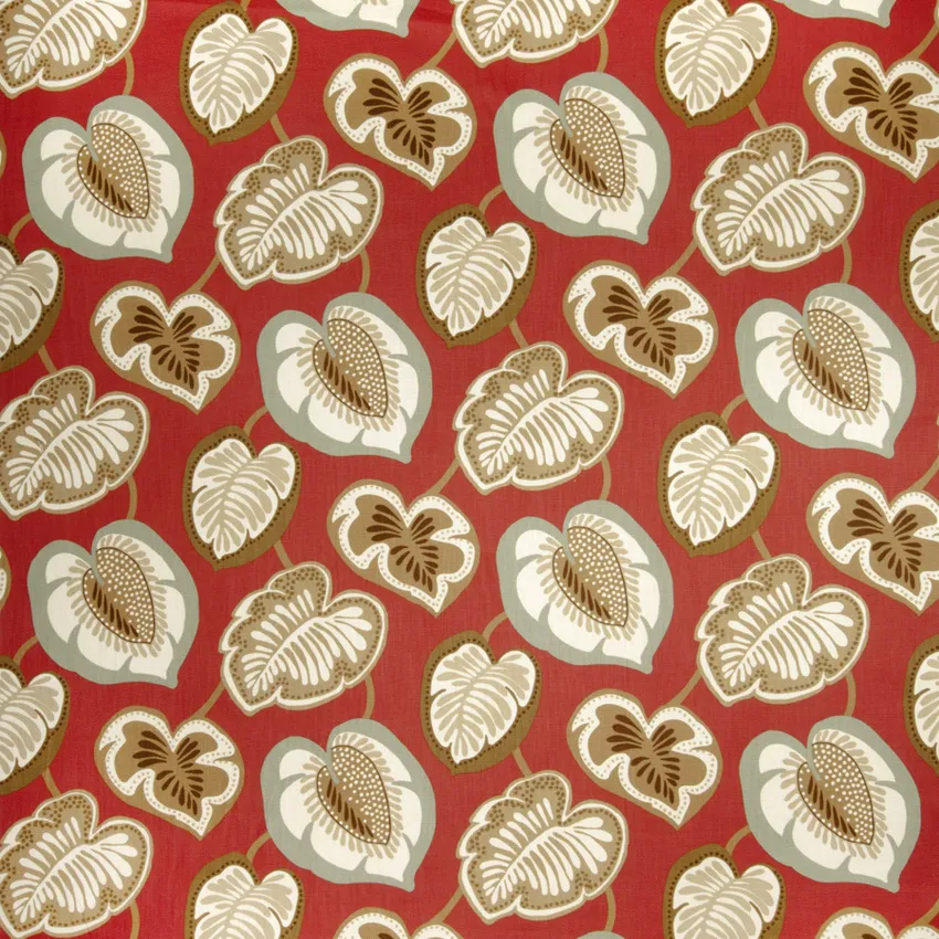 Lacquer Red Leaves Print Pattern Tropical Prints Drapery and Upholstery ...