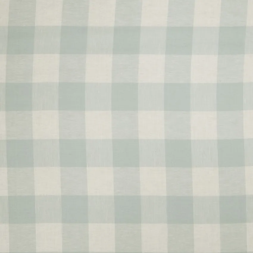 Aqua Check Linen Drapery Fabric by the Yard