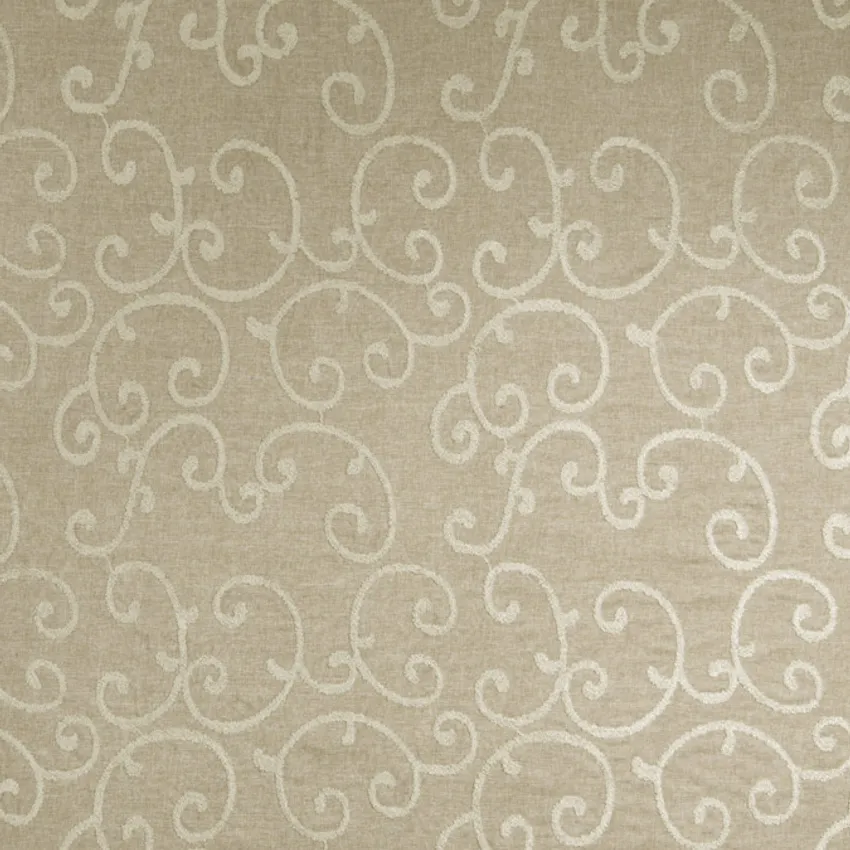 Cafe Taupe Embroidery Scrollwork Crewel Crewels Drapery and Upholstery ...